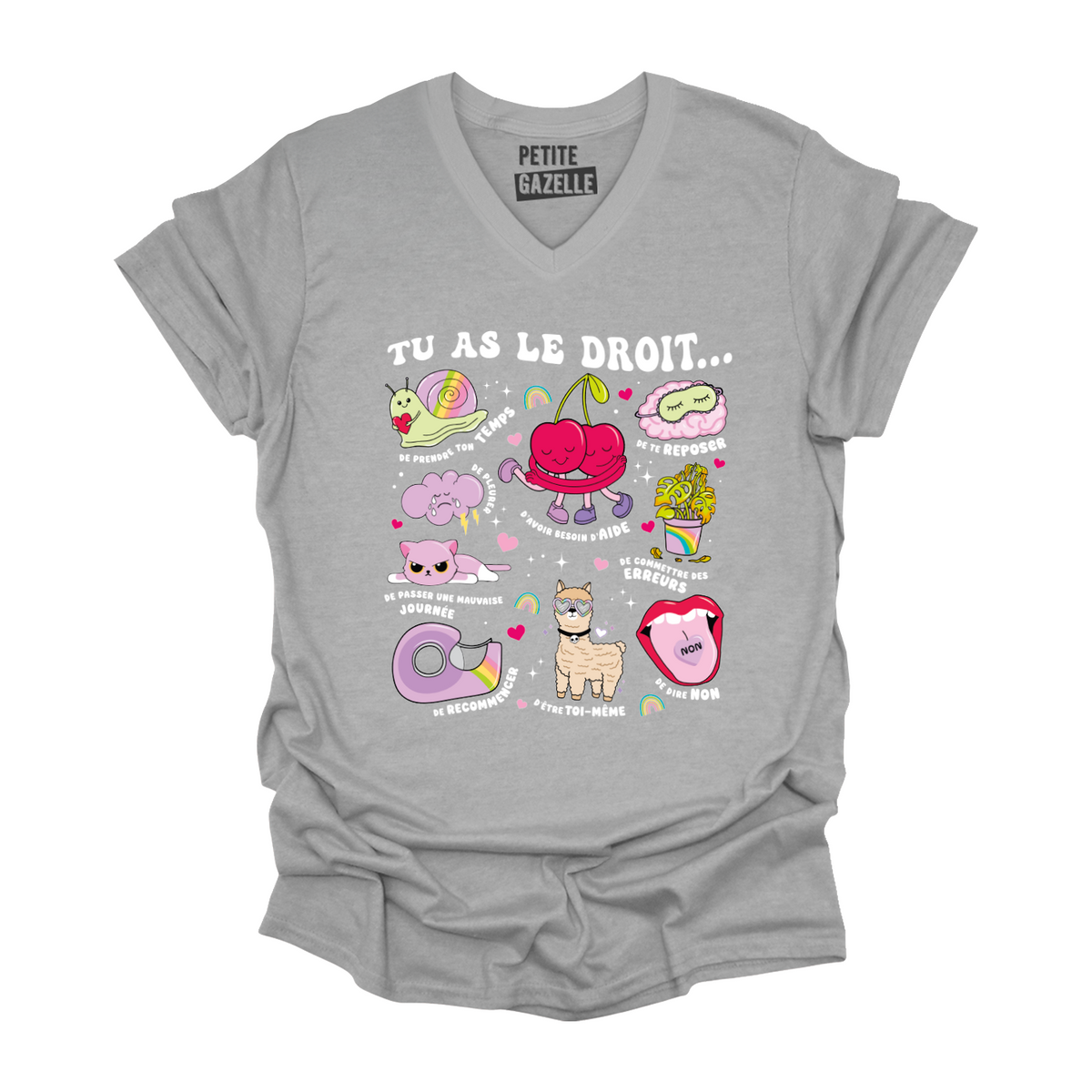 TSHIRT COL en V | Tu as le droit ... - Petite Gazelle Atelier